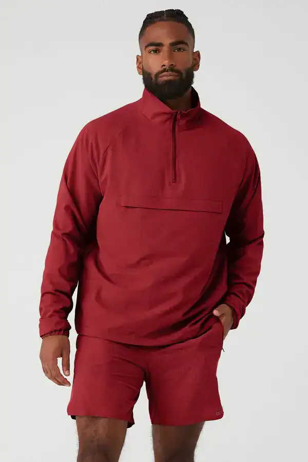 Alo Yoga Ripstop 1/4 Zip On-Set Jacket In Victory Red - 20% Off